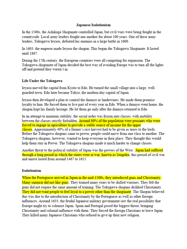 Japanese Isolationism | PDF