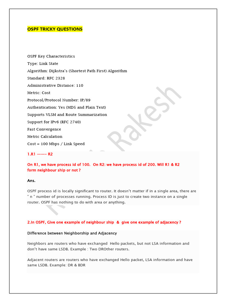 Ospf Tricky Questions | PDF
