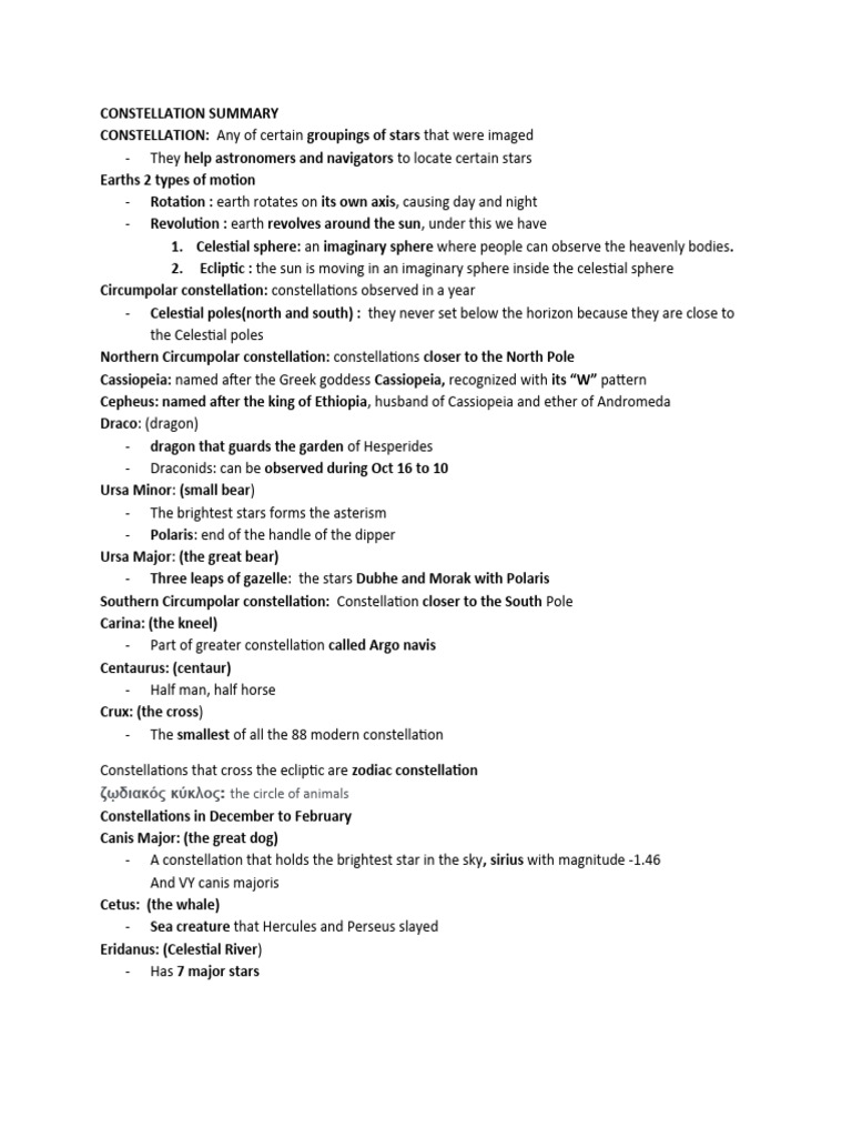 Constellation Summary | PDF