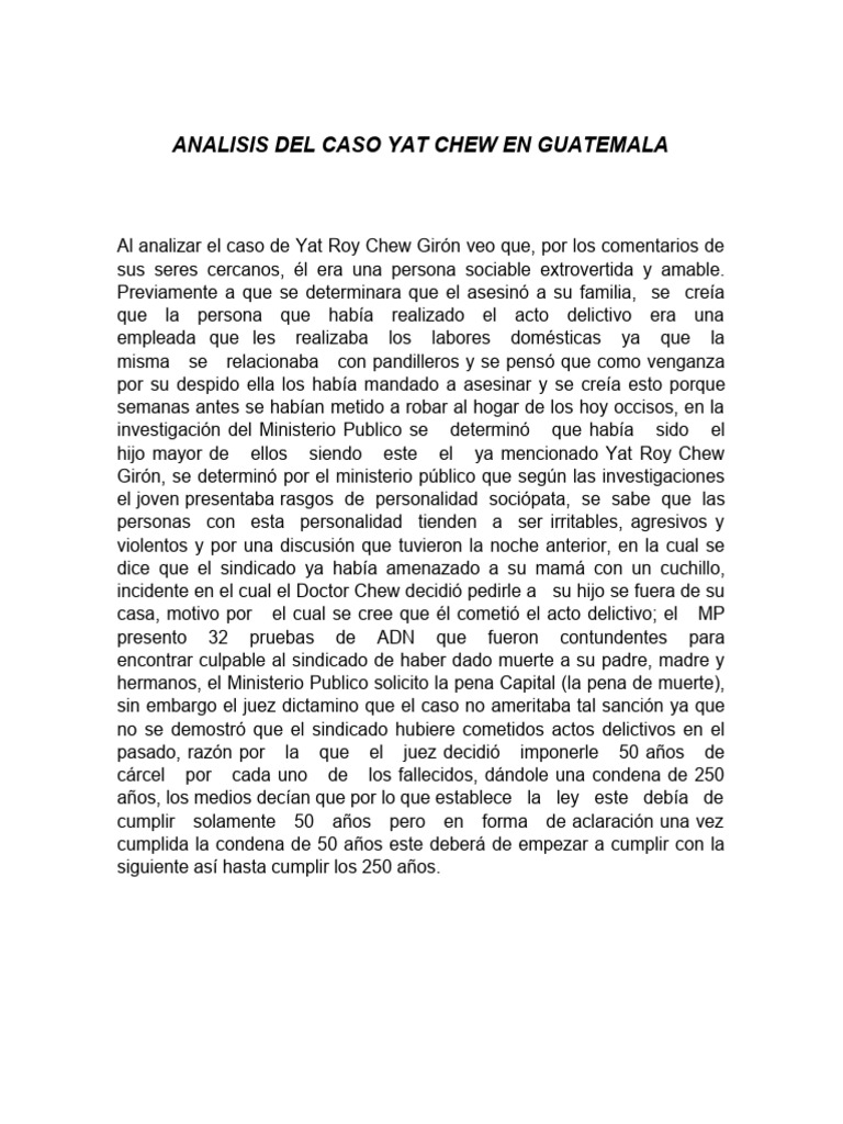 Analisis Del Caso Yat Chew en Guatemala | PDF | Ciencias sociales ...