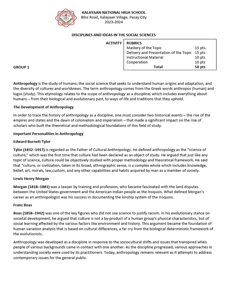 DISS 1st Activity Sheets Student | Download Free PDF | Psychology ...