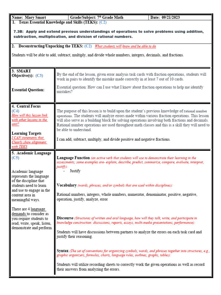 Lesson Plan | PDF | Integer | Multiplication