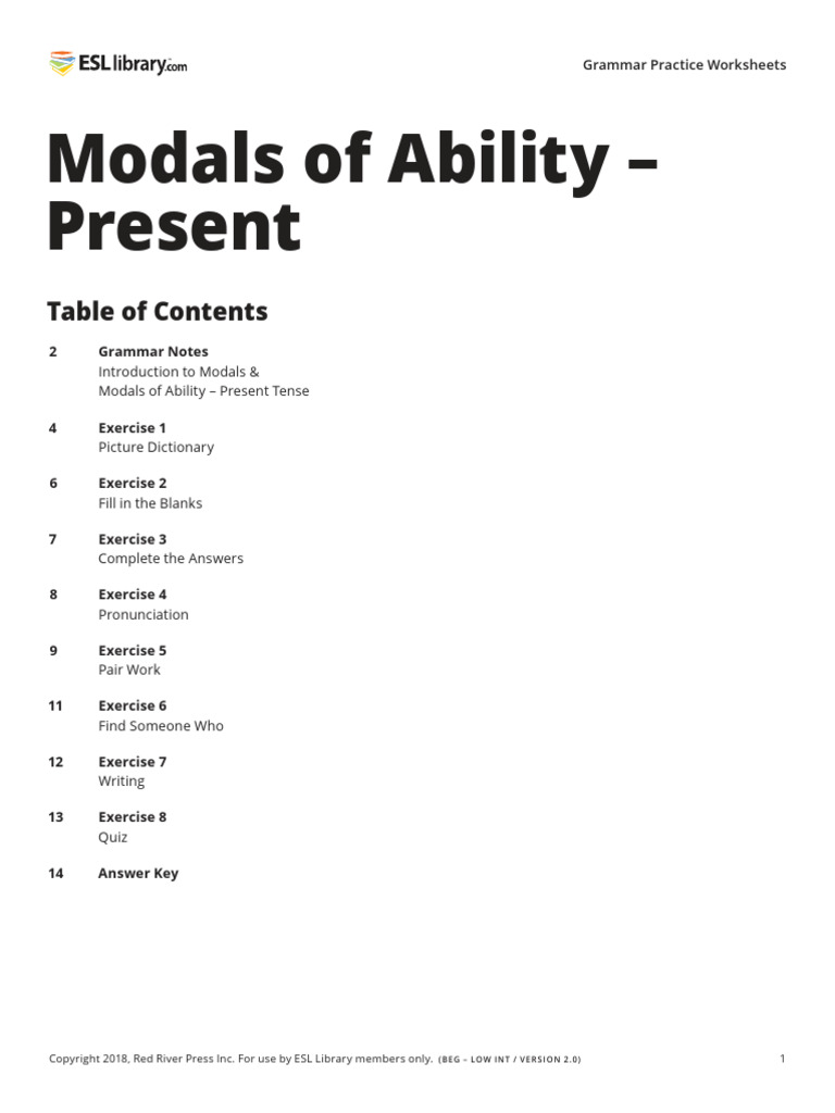 88 Modals-of-Ability Present US | PDF | Verb | Grammar