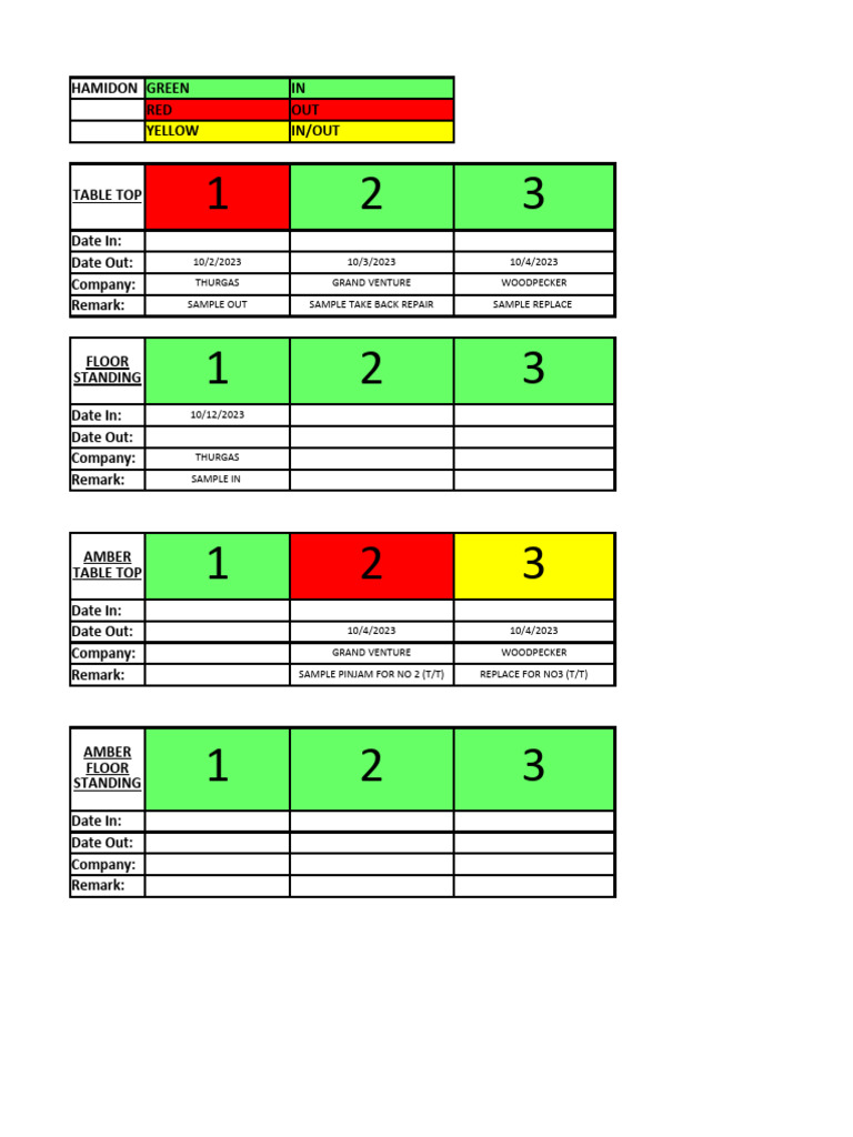 Hamidon Green Sample In/Out Log | PDF | Science & Mathematics ...