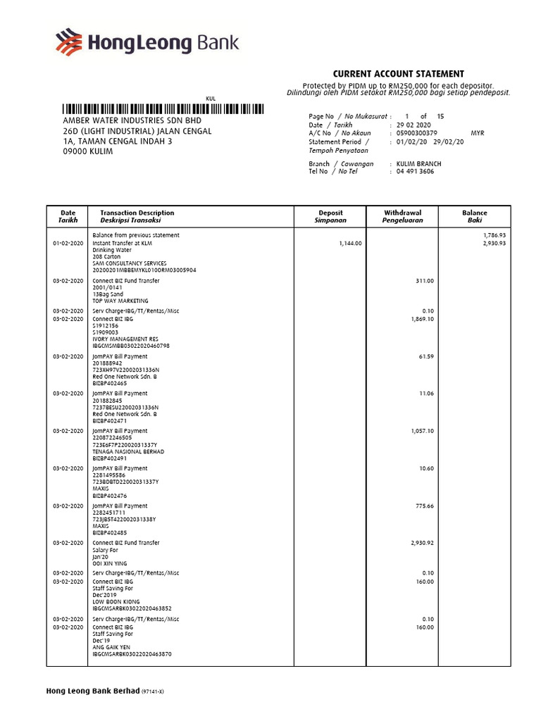 Penyata Bank | PDF | Deposit Account | Transaction Account