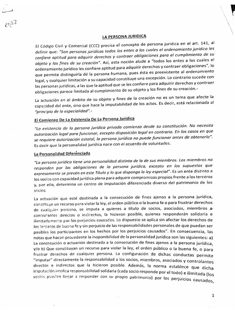 La Persona Jurídica | PDF