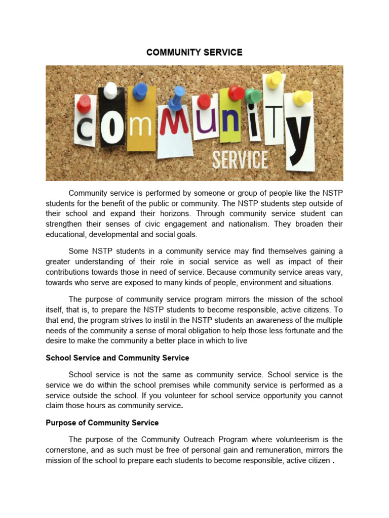 Community Service | PDF | Volunteering | Behavioural Sciences