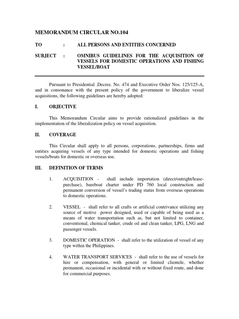 Marina Circular 104 | PDF | Ships | Oil Tanker