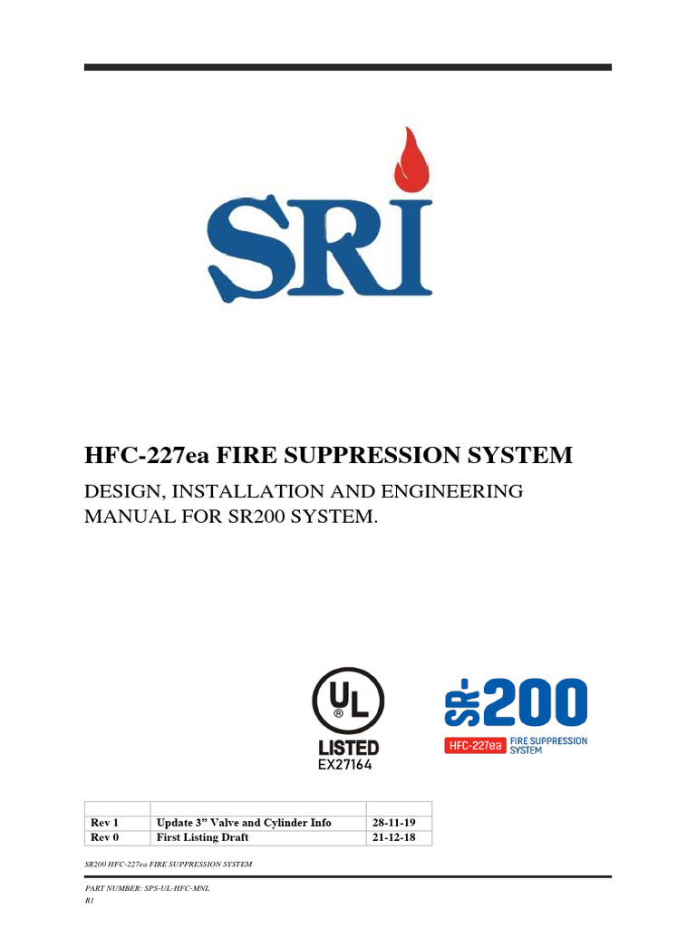 HFC227 SR200 UL Manual - Rev1 | PDF | Valve | Physical Sciences