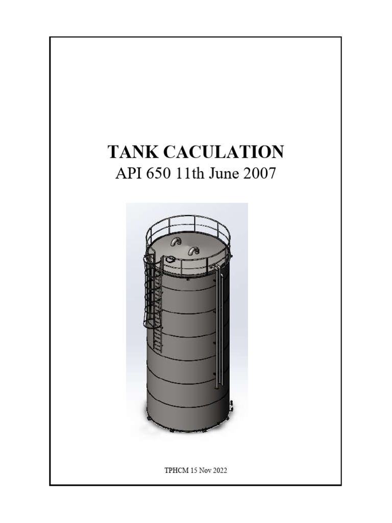 API 650 Storage Tank Caculation 120m3 | PDF | Liquids | Physical Quantities
