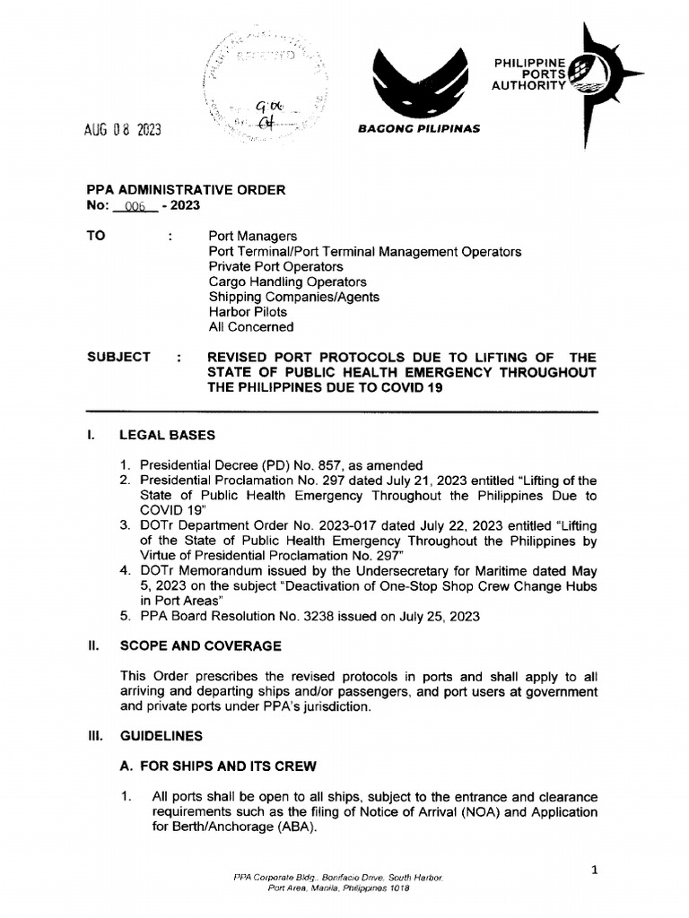 PPA Administrative Order 006-2023 | PDF