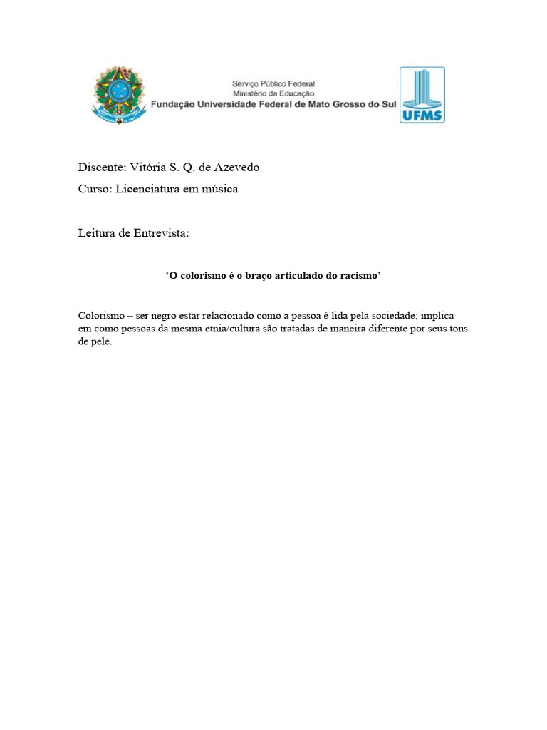 O Colorismo É o Braço Articulado Do Racismo' | PDF | Poesia