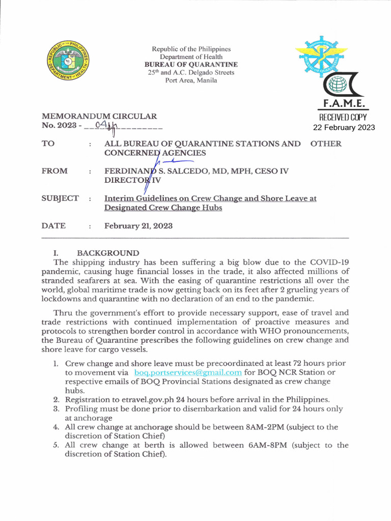 DOH BOQ Memorandum Circular No 2023-04 | PDF