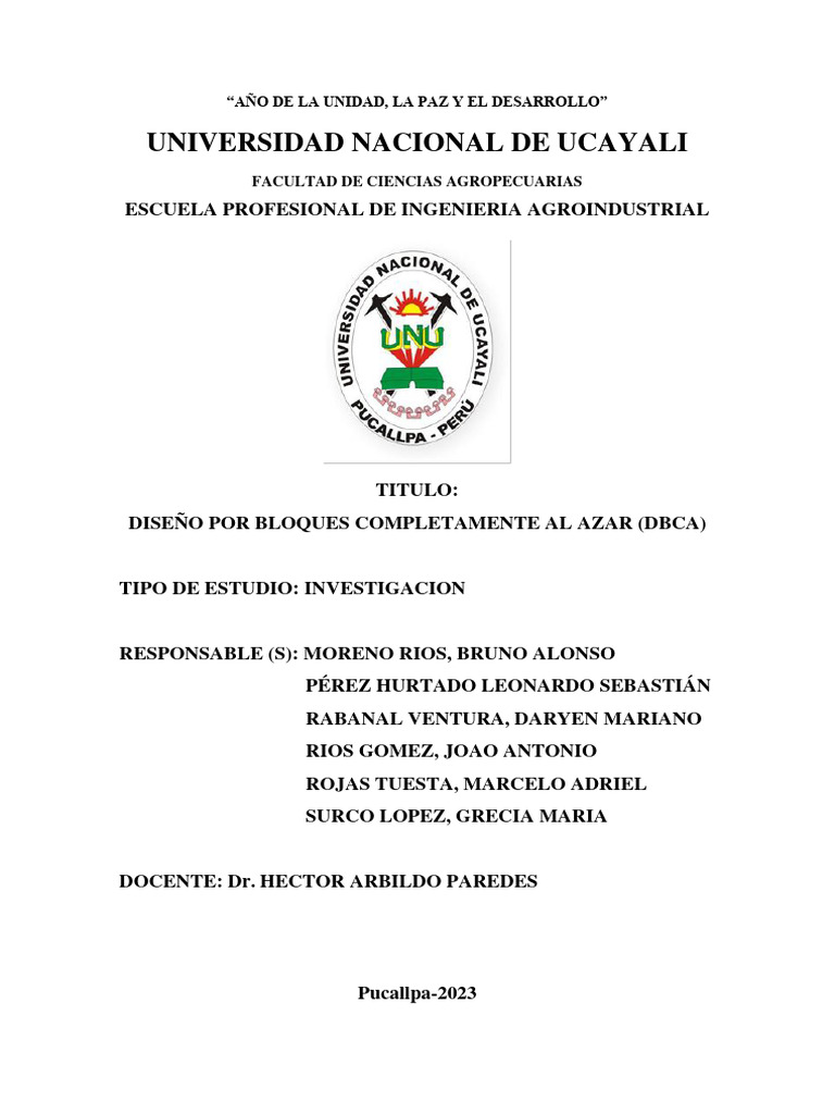 Diseño Experimental DBCA en Investigación | PDF