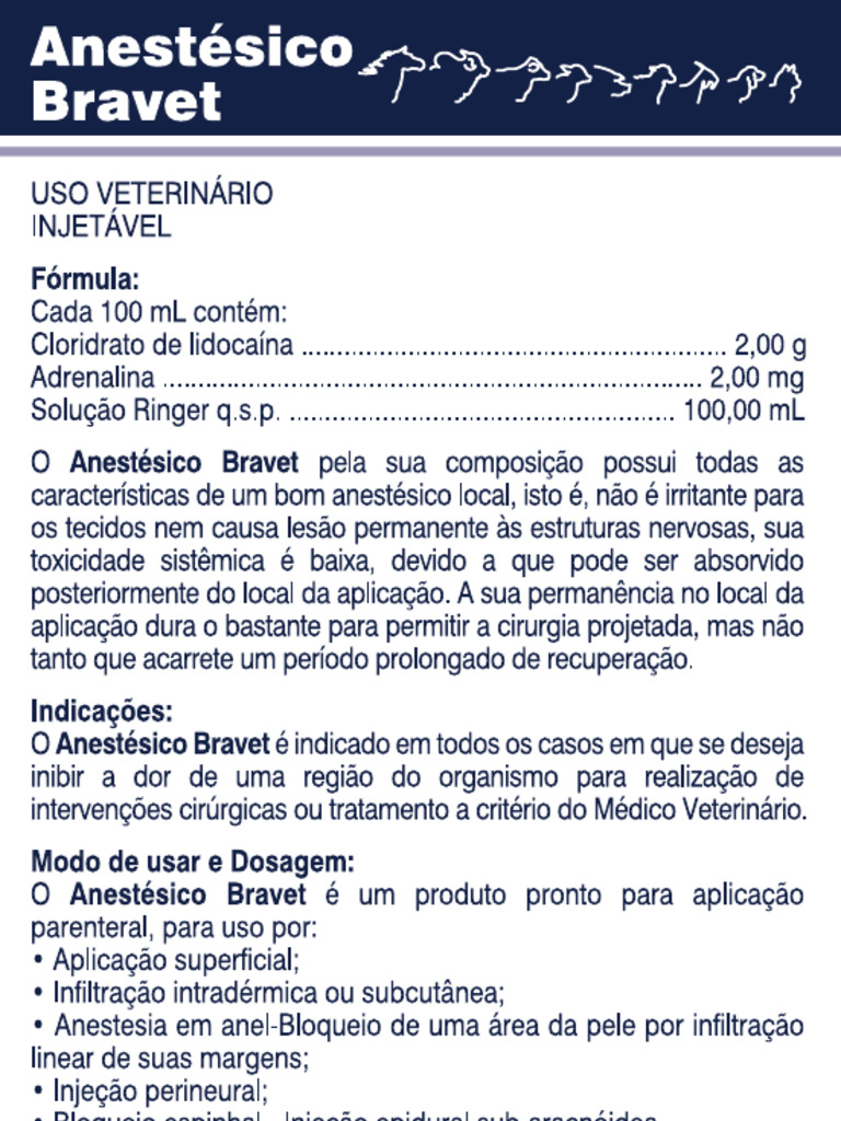 Bula Anestésico Bravet | PDF