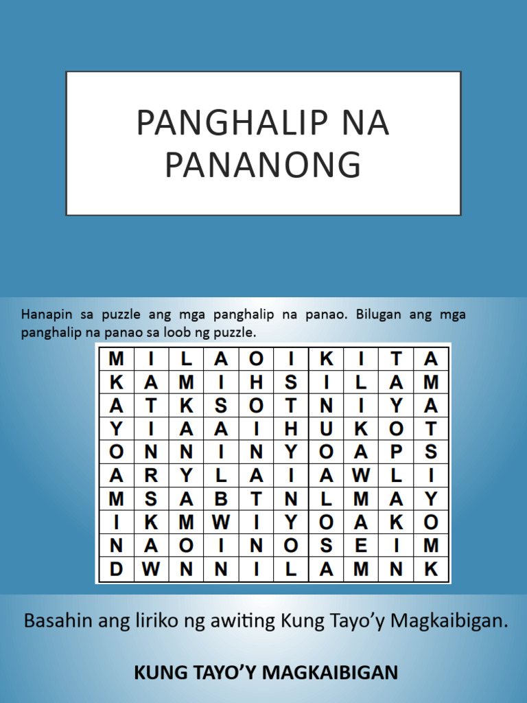FILIPINO WEEK 7 Panghalip Pananong | PDF