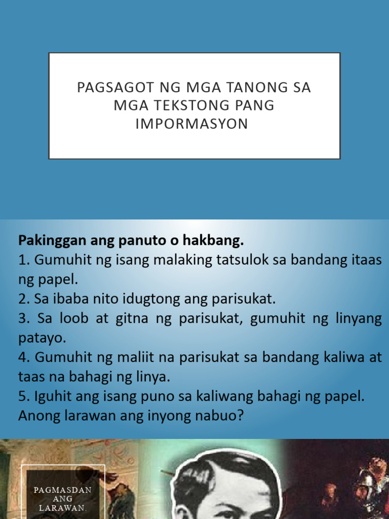FILIPINO WEEK 6 Pagsagot NG Mga Tanong Sa Mga Tekstong Pang Impormasyon ...