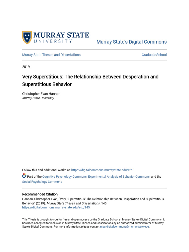 Very Superstitious - The Relationship Between Desperation and Supe ...
