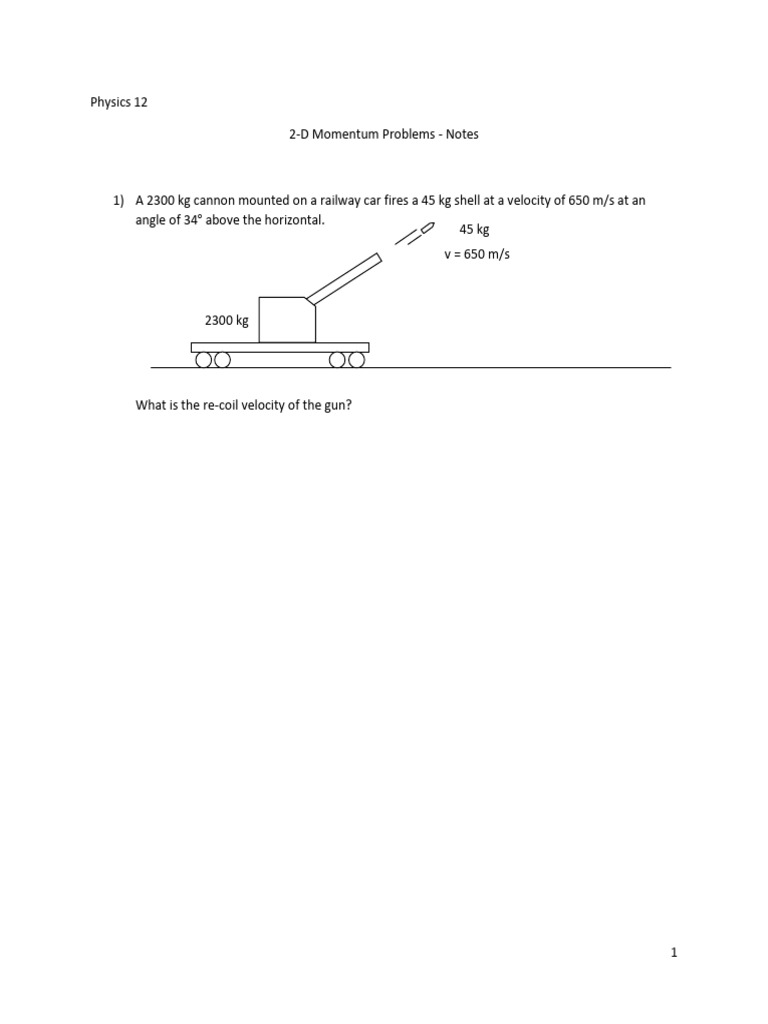 2-D Momentum Example Questions - Notes | PDF