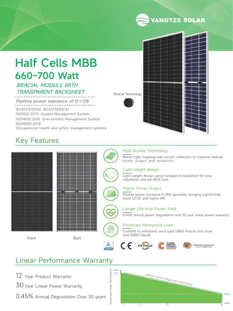 YS 700W Bifacial Solar Panel | PDF | Solar Panel | Photovoltaics