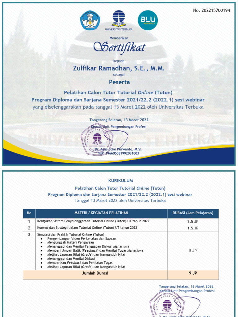 22-15. Sertifikat Pelatihan Calon Tutor Tuton 2022.1 A.N. Zulfikar ...