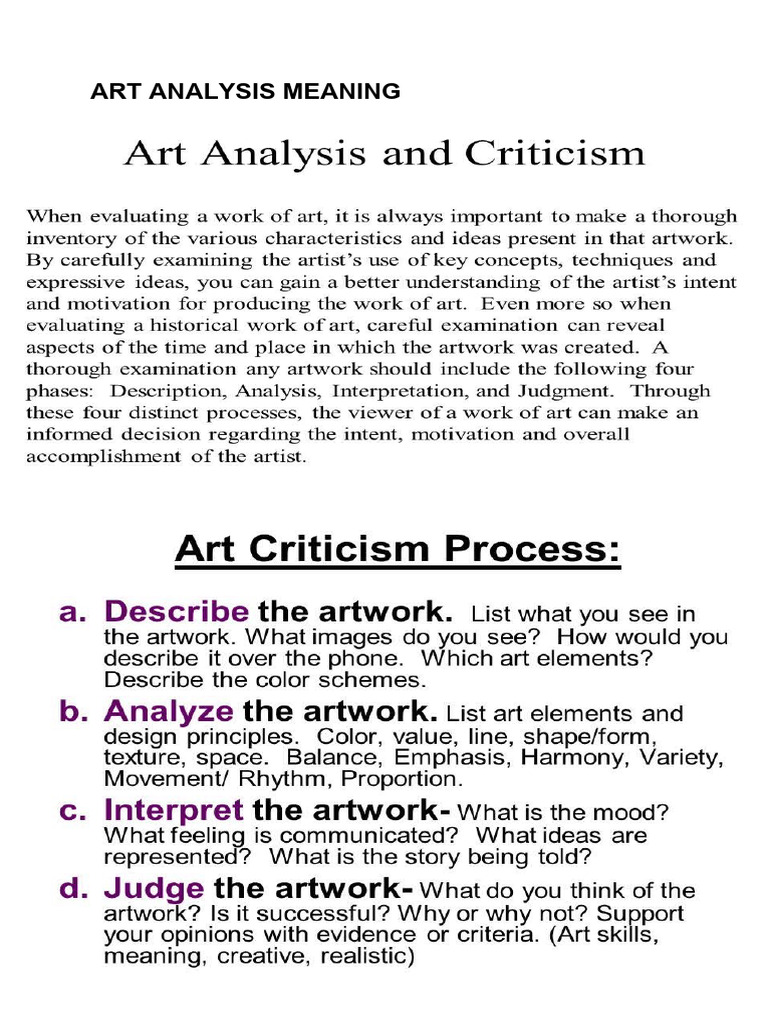 Understanding Art Analysis Meaning | PDF