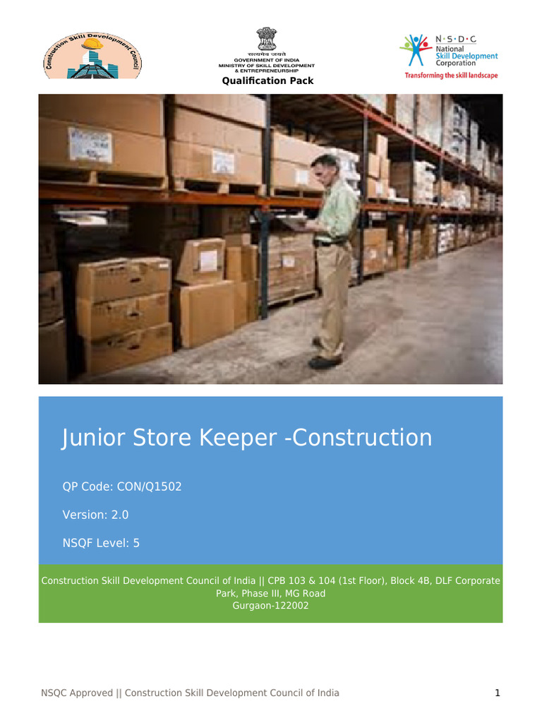 QP CON Q1502 Junior Store Keeper Construction | PDF | Safety | Human ...