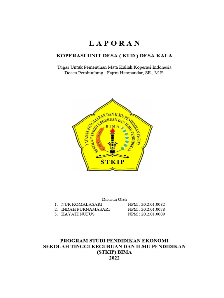 Laporan Praktek Lapang Koperasi Kud | PDF