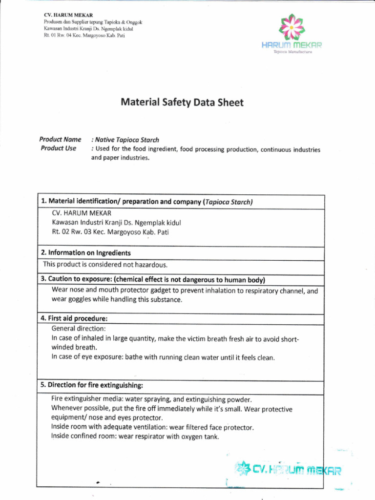 MSDS TAPIOKA (1) | PDF