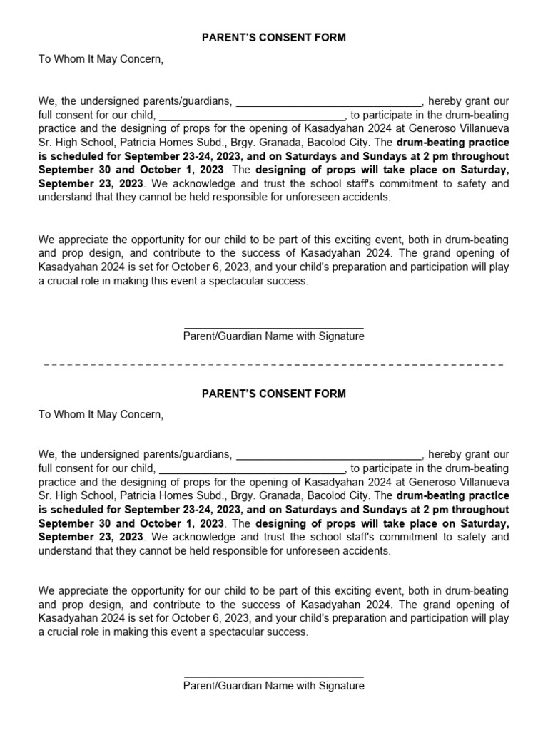 Parents Consent | PDF | Interpersonal Relationships | Family