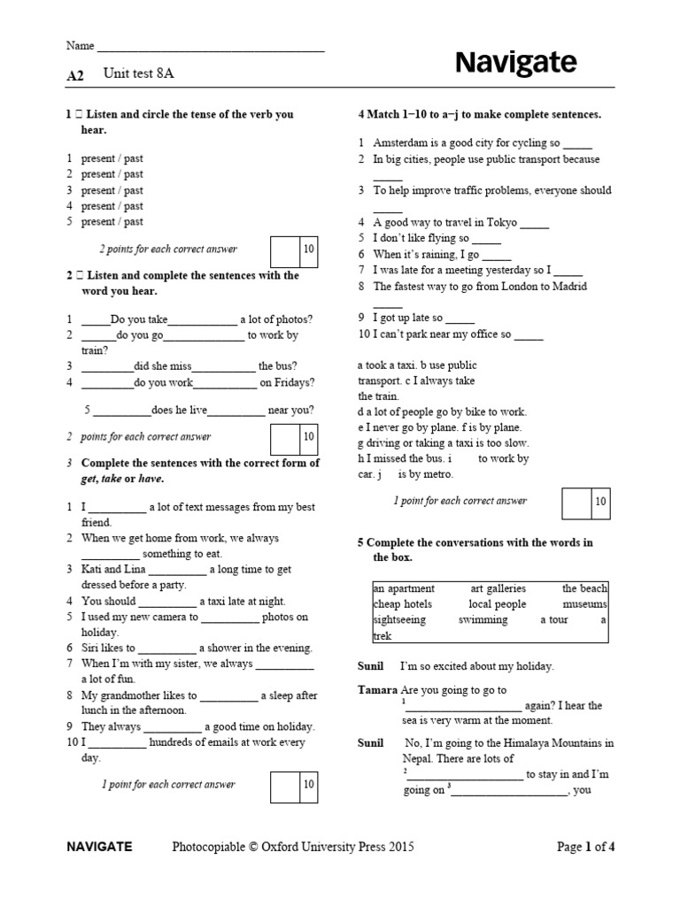 Unit Test 8A | PDF