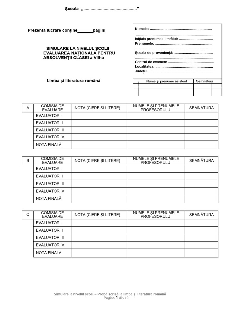 Simulare en La Nivelul Scolii | PDF