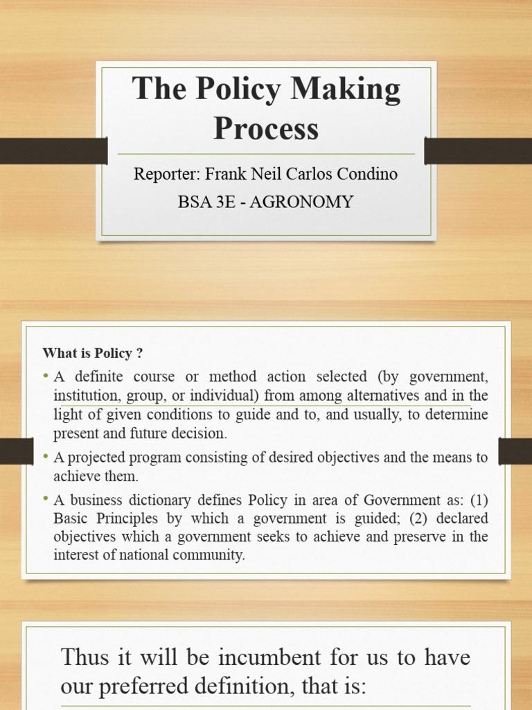 Understanding the Policy Making Process | PDF