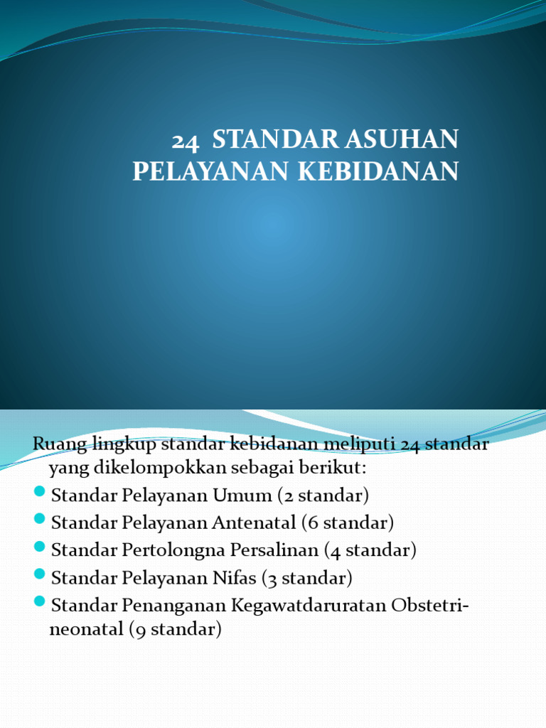 24 Standar Kebidanan | PDF | Pengembangan Diri | Sains & Matematika