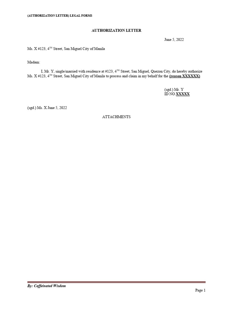 (Authorization Letter) Legal Forms | PDF