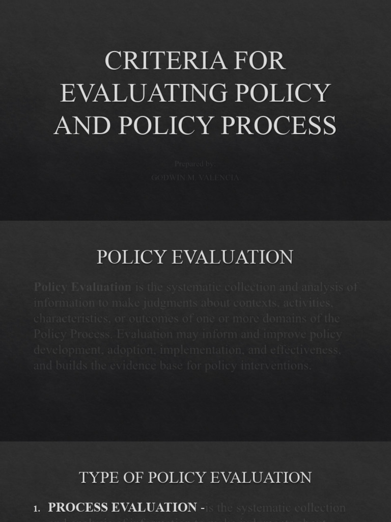 Criteria For Evaluating Policy and Policy Proces | PDF | Policy ...