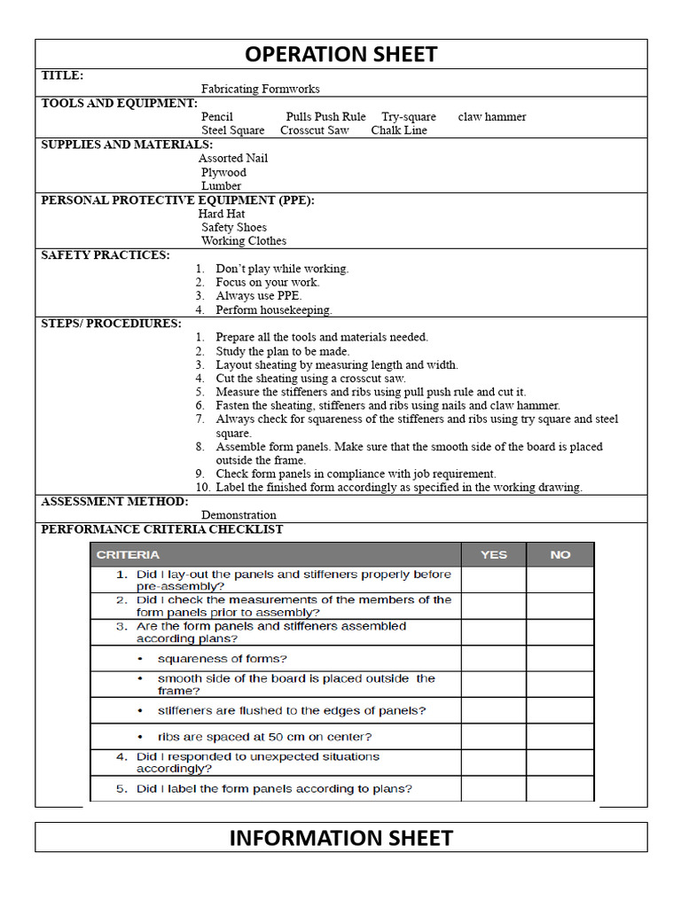 Operation Sheet | PDF | Home & Garden