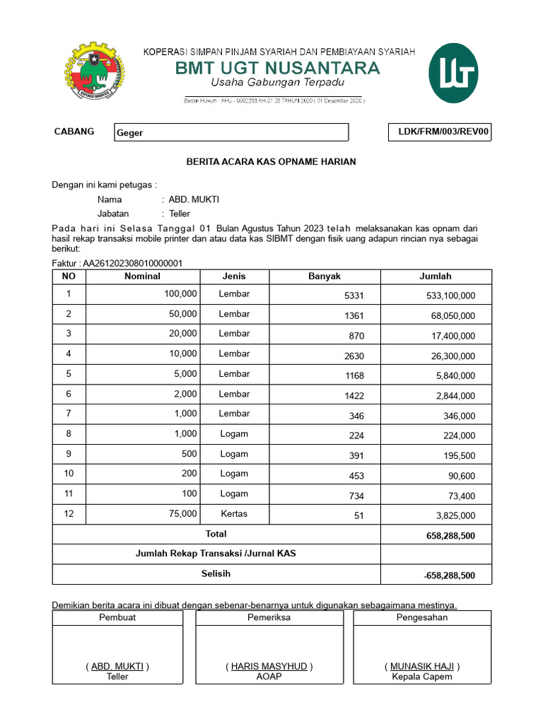 Cabang Geger LDK/FRM/003/REV00 | PDF