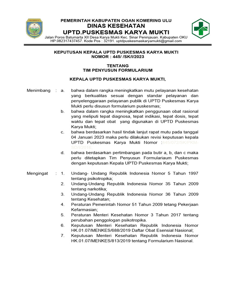 03 SK Tim Penyusun Formularium | PDF