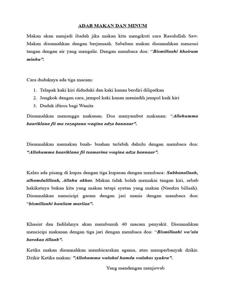Adab Makan Dan Minum | PDF