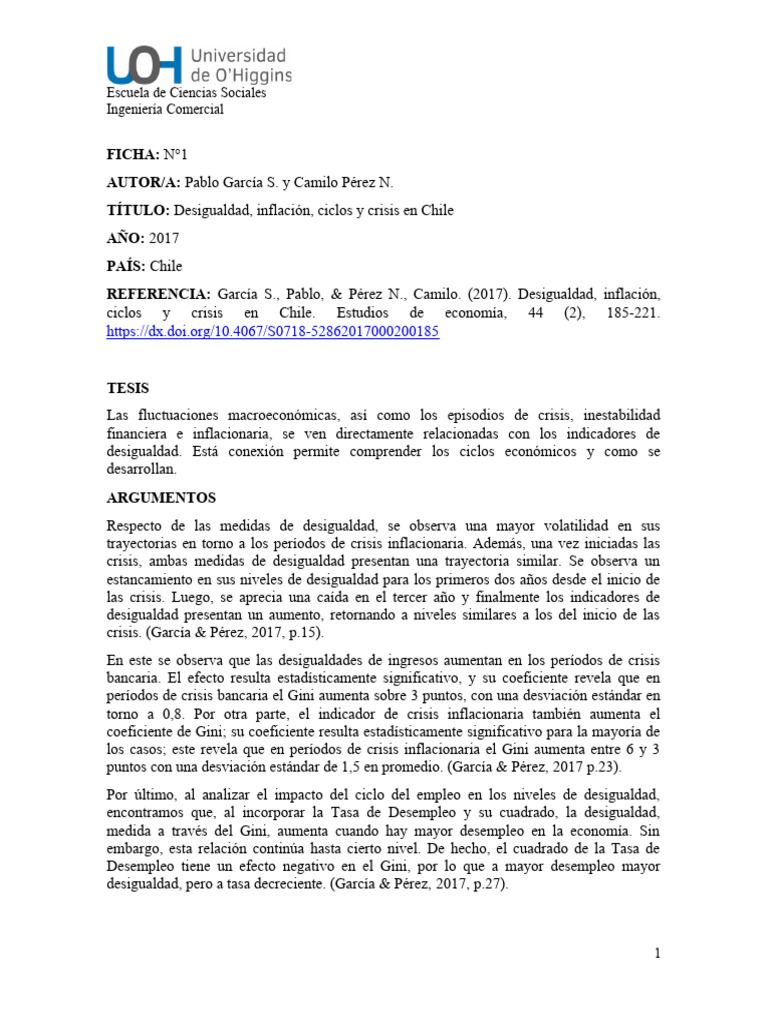 Ficha Bibliografica Yanett Jara Cerda | PDF | Inflación | Pobreza e indigencia