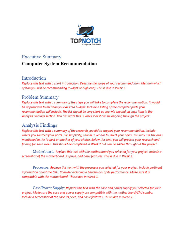 Project Executive Summary | PDF | Computer Science | Computer Hardware
