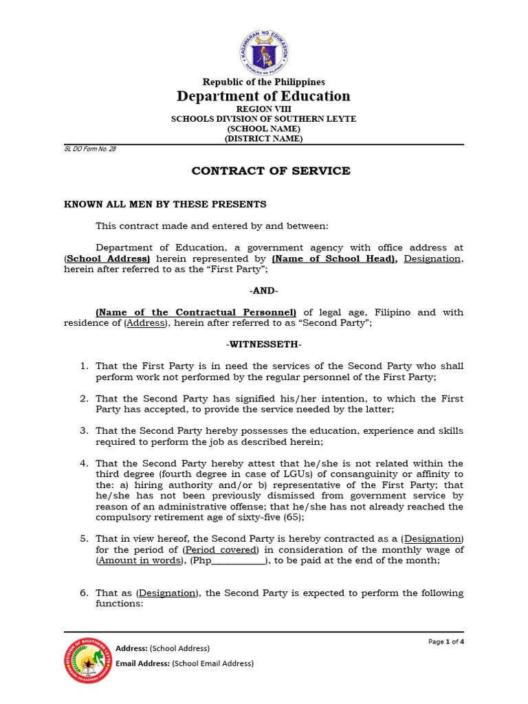 Contract of Service (COS) | PDF | Employment | Civil Law (Legal System)
