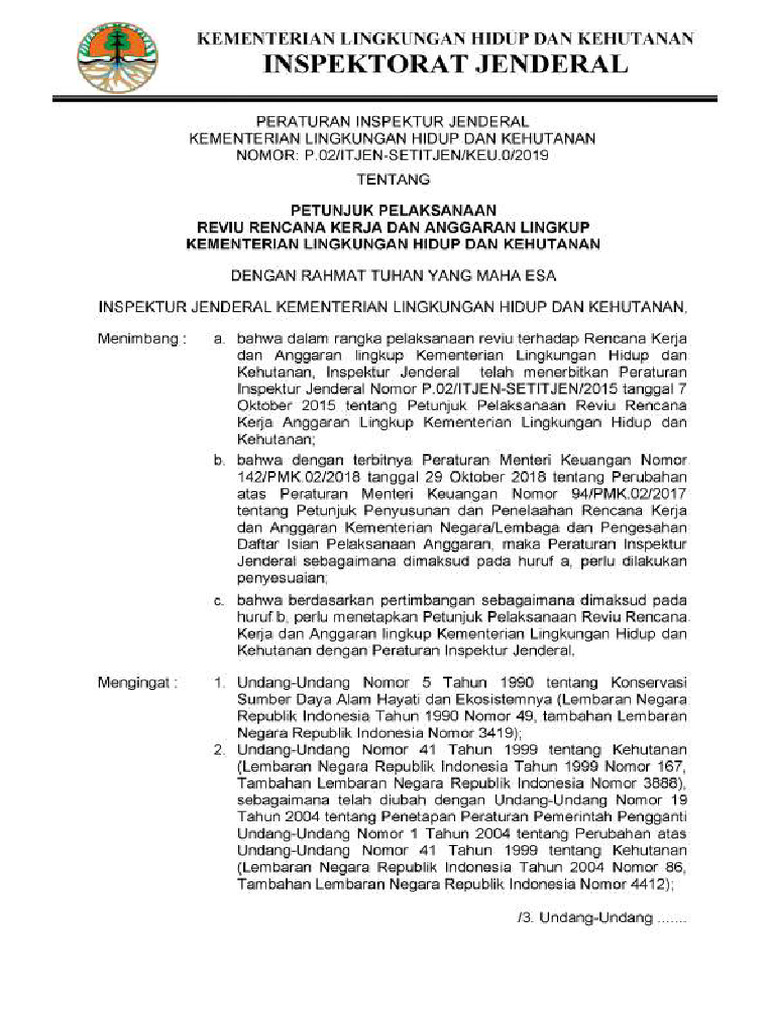 Petunjuk Reviu RKA KLHK 2019 | PDF