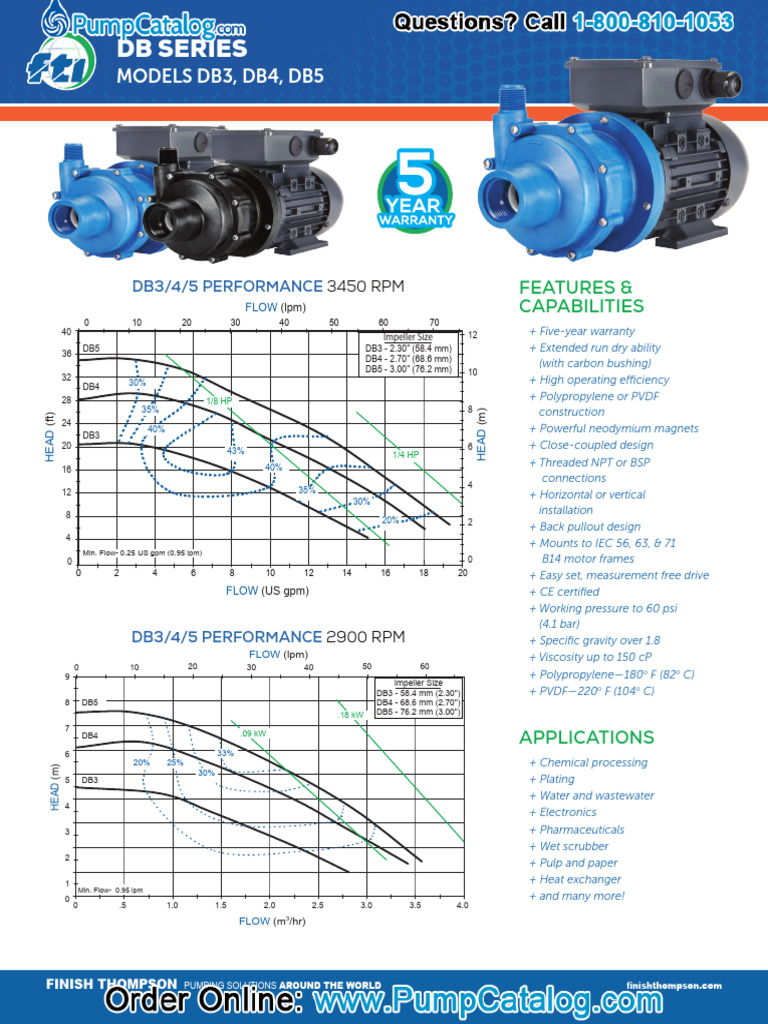 FTI Finish Thompson DB3 DB4 DB5 Centrifugal Pumps Datasheet | PDF | Building Engineering ...