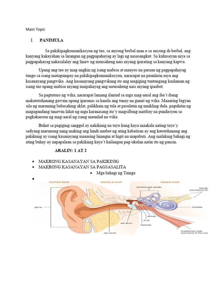 MAIN Topic Sa Filipino To Be Printed | PDF