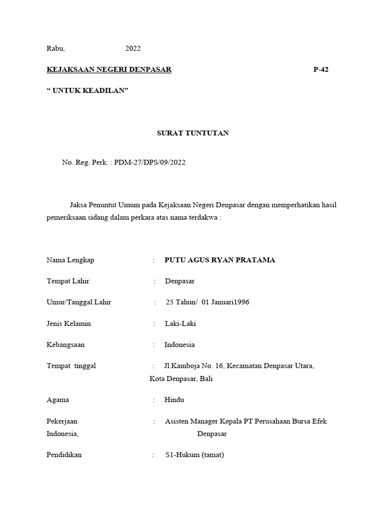 Contoh surat tuntutan | PDF