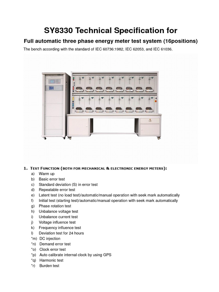 Three Phase Energy Meter Test System | PDF | Frequency | Electronic ...