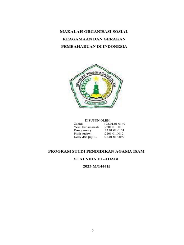 Makalah Organisasi Keagamaan Dan Gerakan Pembaharuan Indonesia | PDF