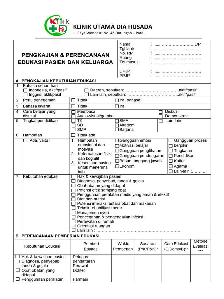 Form Edukasi Pasien Kudh | PDF | Pengembangan Diri